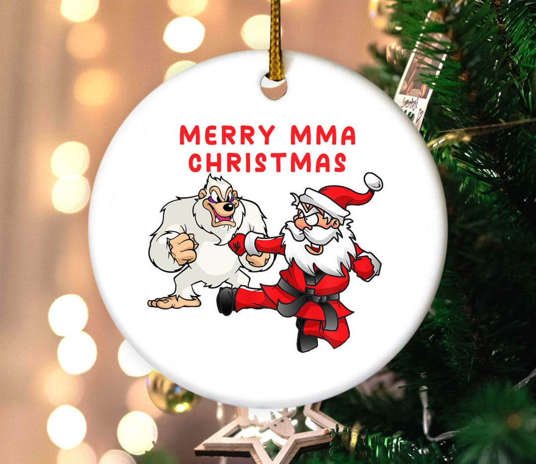 MMA Santa Vs Snowmonster Round Ornament, Mma Lover Ornament, Mma Lover ...