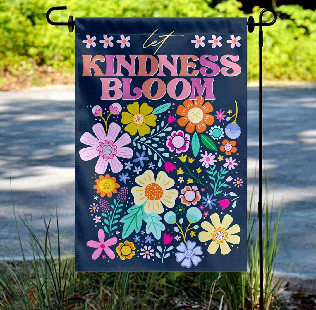 Let Kindness Bloom Flag, Mental Health Flag, Glitter Floral Flag, Boho ...