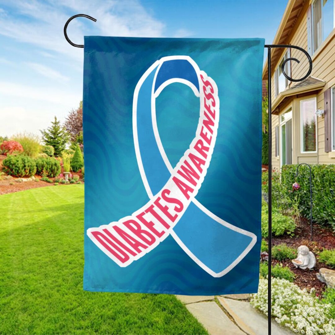 Diabetes Awareness Flag, Diabetes Blue Ribbon Garden Flag, Diabetes ...