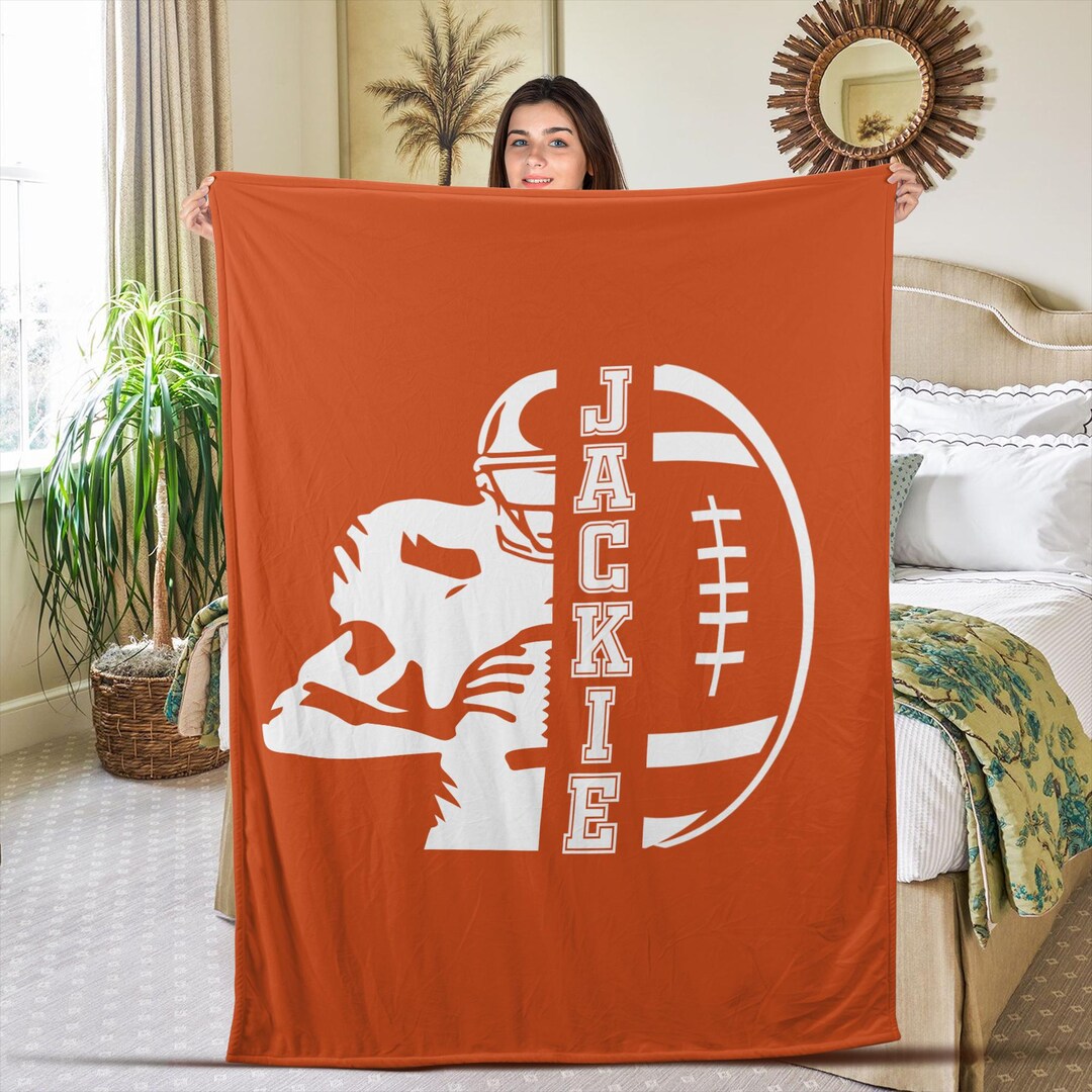 Personalized Football Blanket, Custom Name Number Soft Cozy Sherpa ...