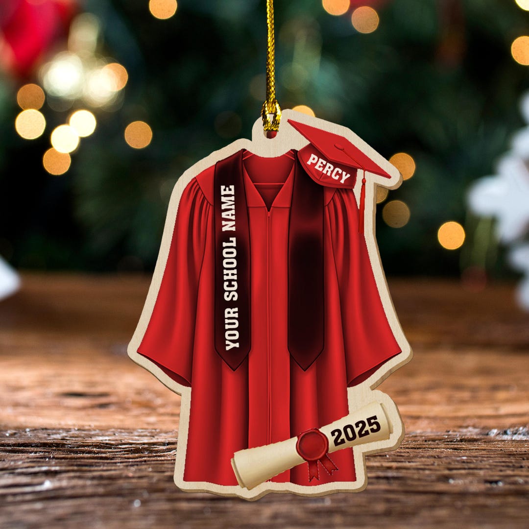 Personalized Graduation Gown Ornament, Custom School Name and Class ...