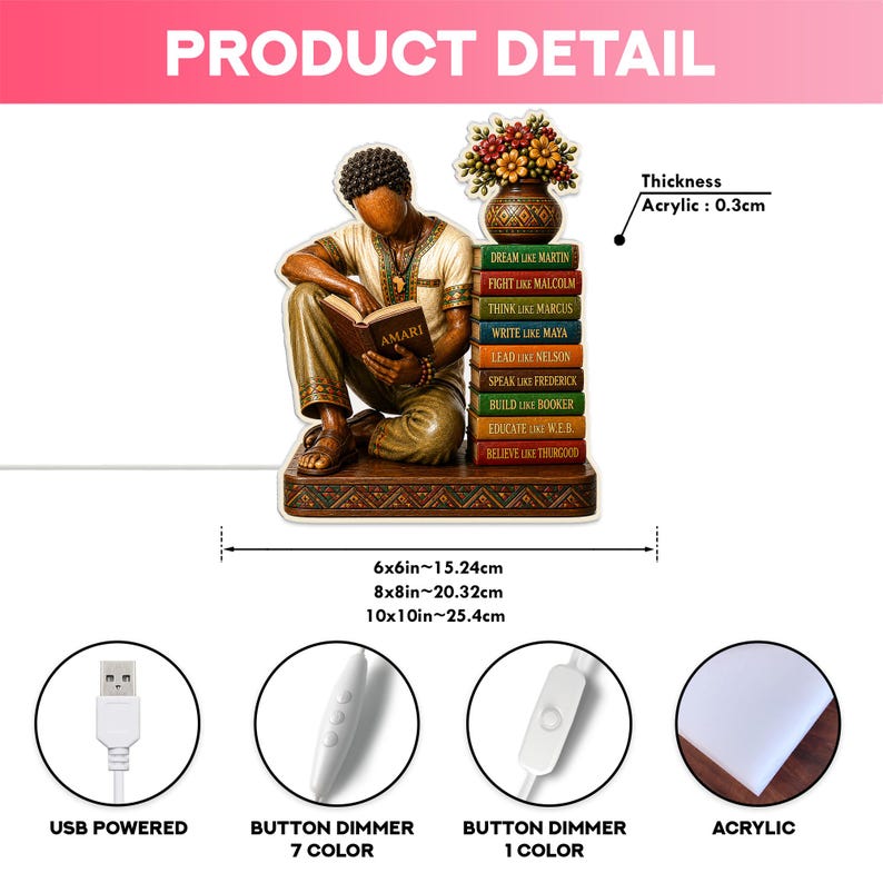 Black History Reading Light Box, African American Inspiration Decor ...