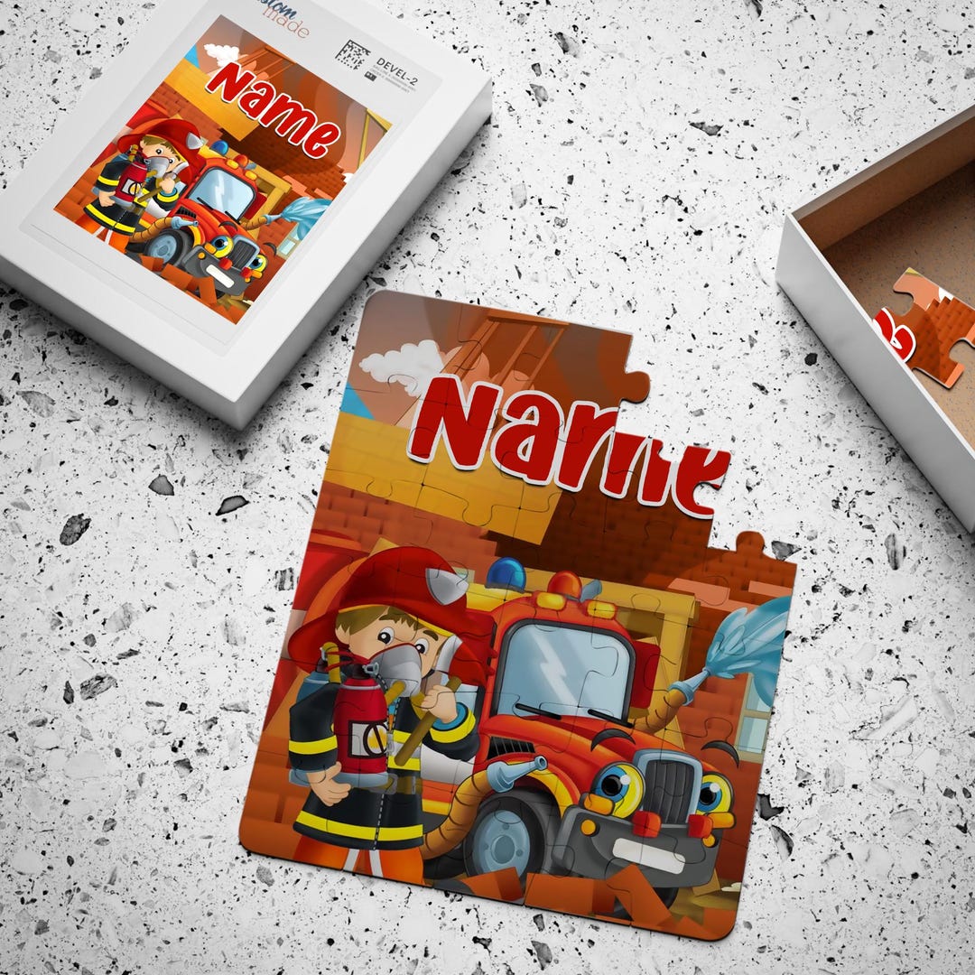 Personalized Fireman Puzzle, Personalized Puzzle for Boys , Fire Truck ...