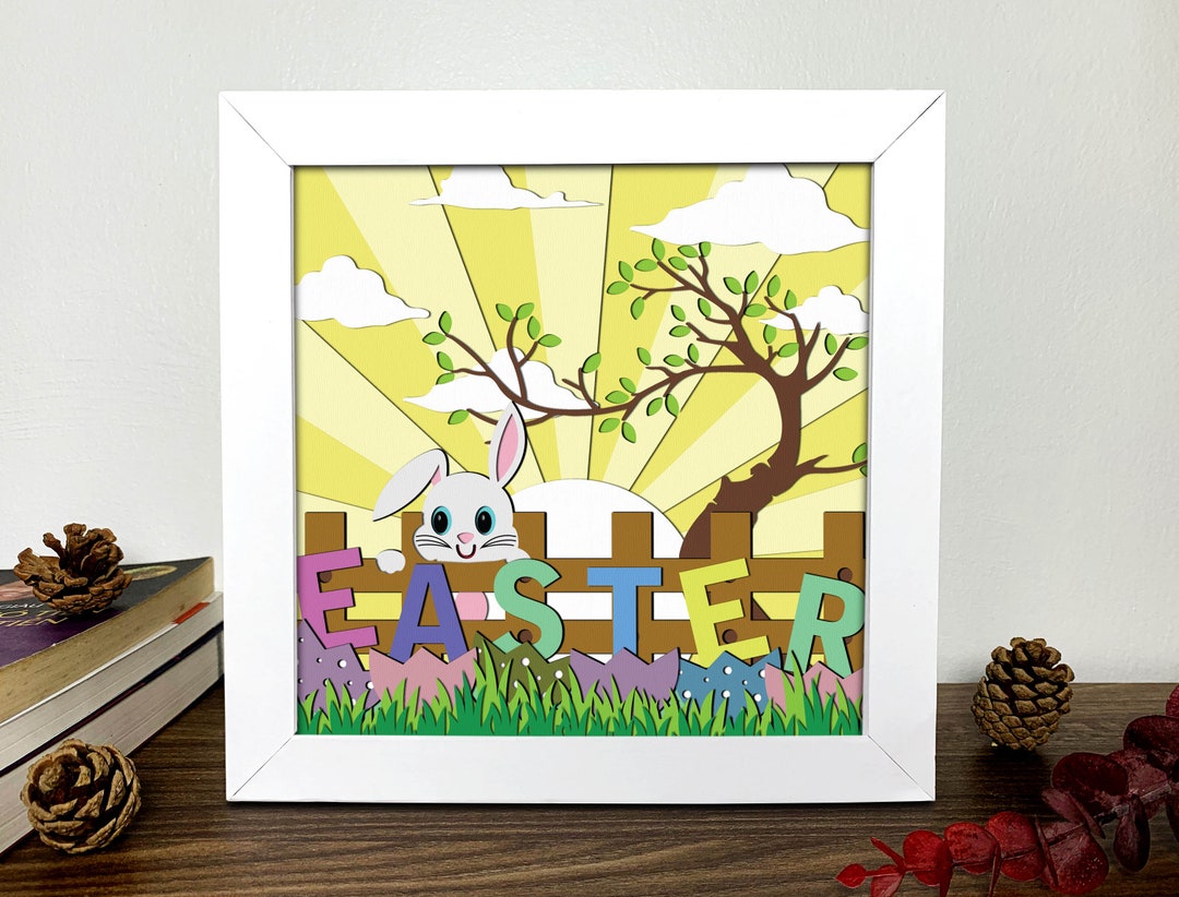 Happy Easter Shadow Box 3D Svg,easter 3D Svg,happy Easter Svg,bunny Svg ...