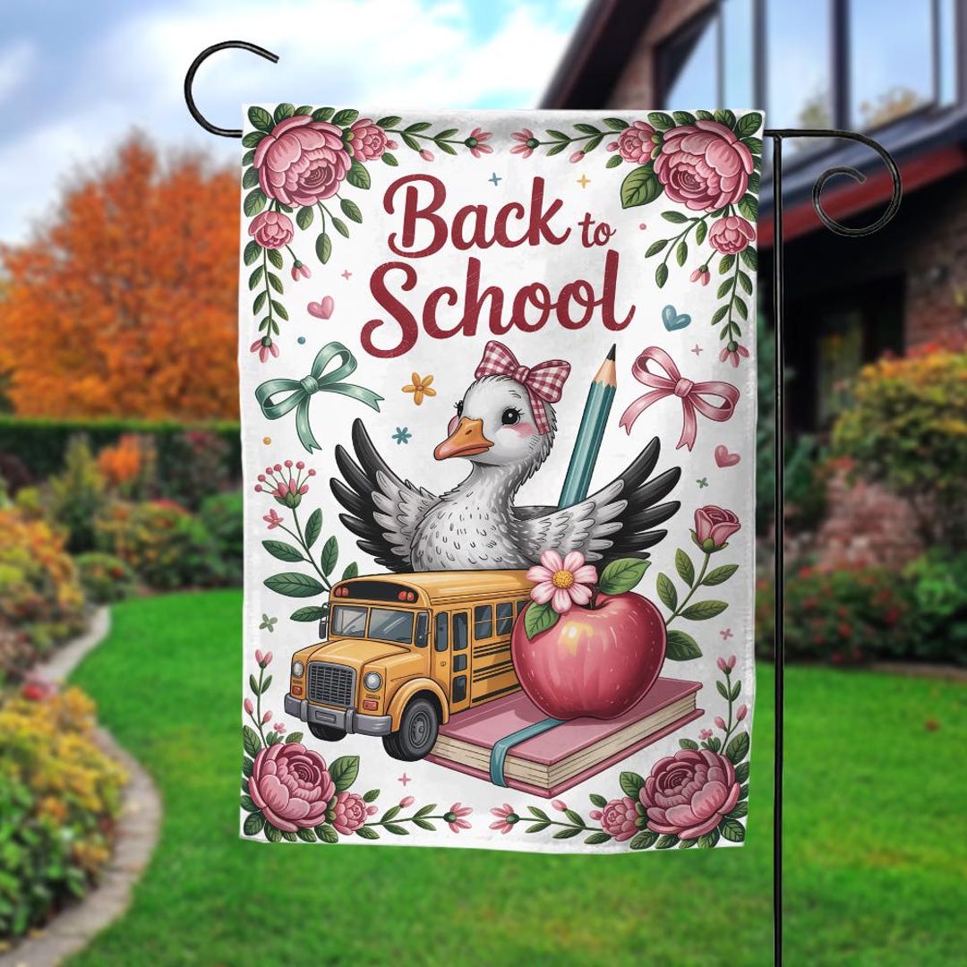 School Bus Garden Flag, School Year Ready, Back to School Flag ,outdoor ...