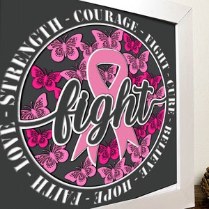 Fight Shadow Box 3D Svg,breast Cancer Day Light Box Svg,breast Cancer ...