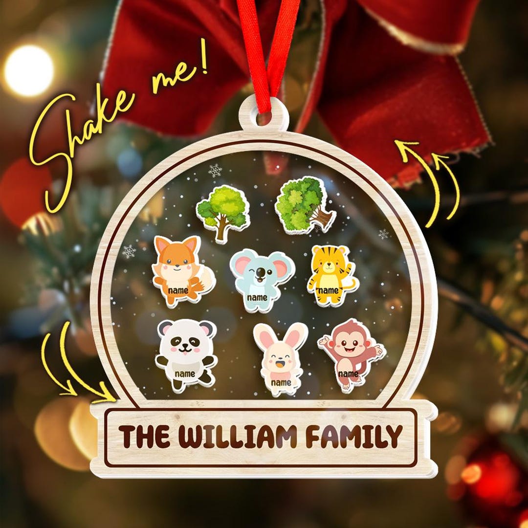 Personalized Safari Animal Family Shaker Ornament, Family Member ...