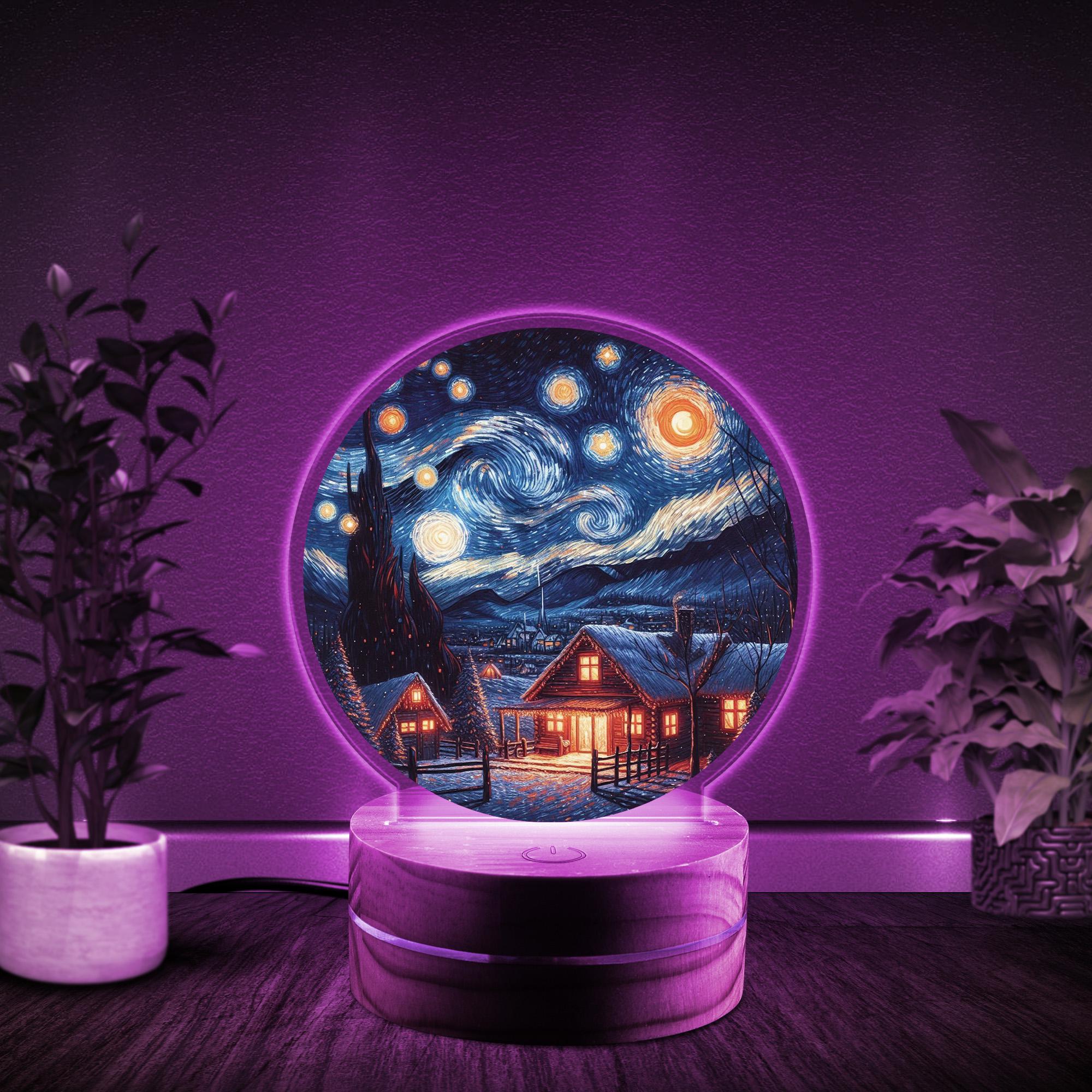 Starry Night Light Acrylic Plaque, Elegant Decor Gift for Art Lover ...