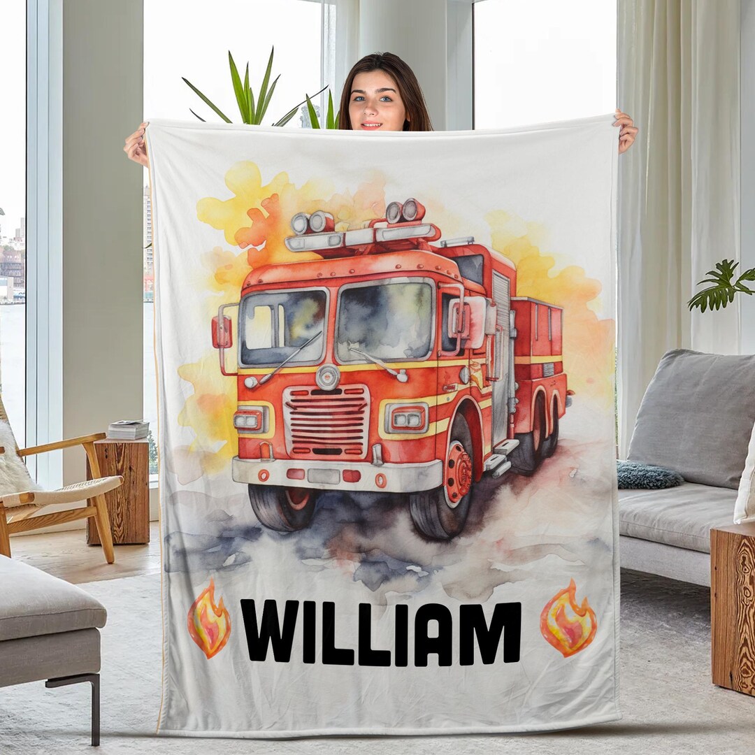 Personalized Firefighter Boy Blanket, Custom Kids Gift Blanket, Custom ...