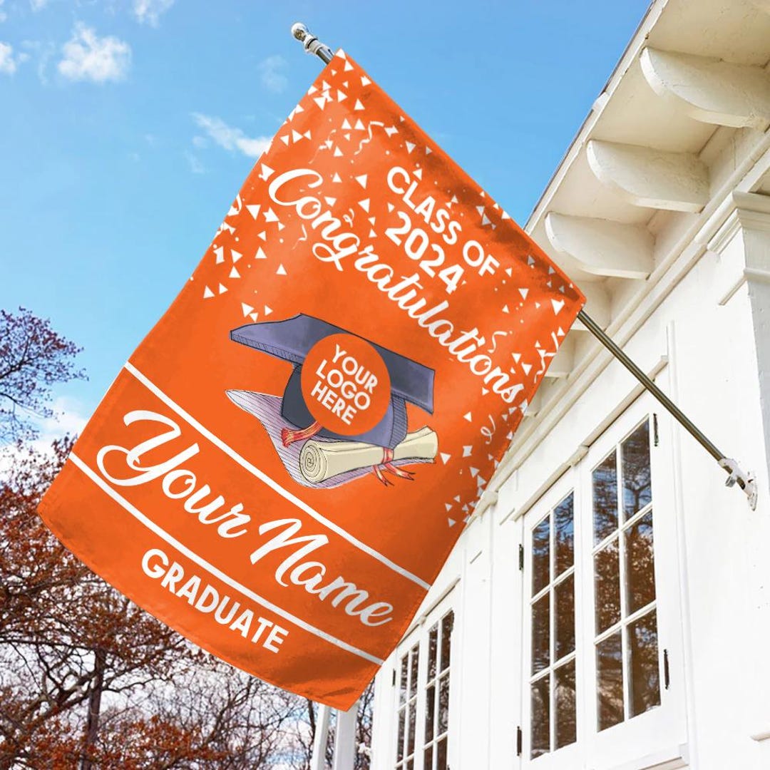 Custom Personalized Graduation Garden Flag, Graduate School Colors and ...