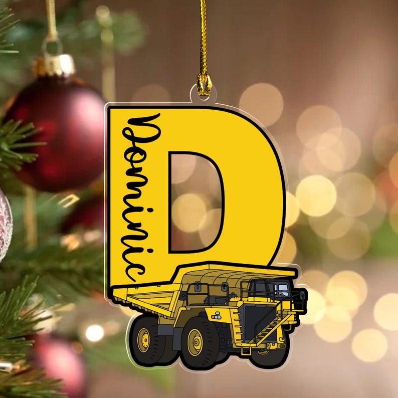 Excavator Ornament, Boys Christmas Ornament, Custom Construction ...