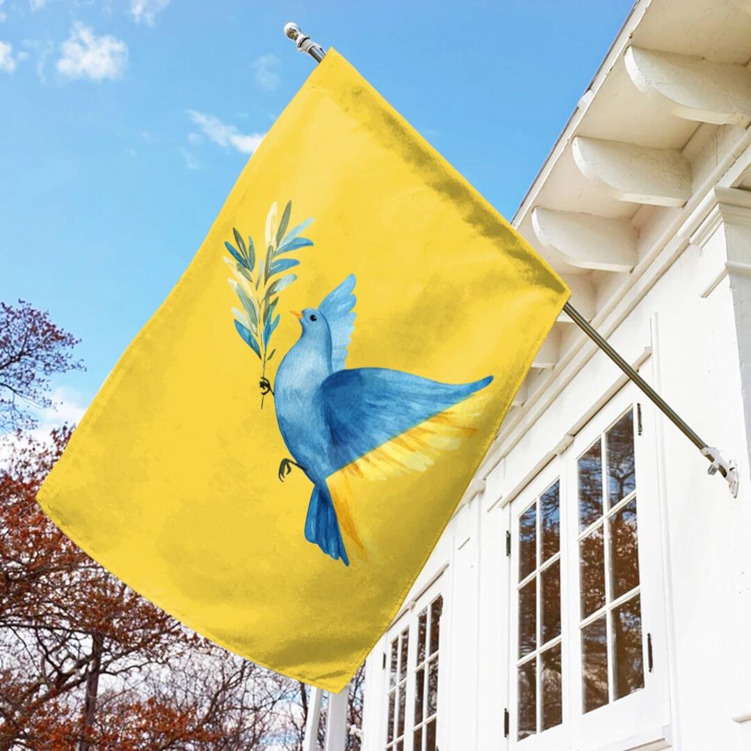 Peace Love Dove Support Ukraine Garden Flag, We Stand With Ukraine ...