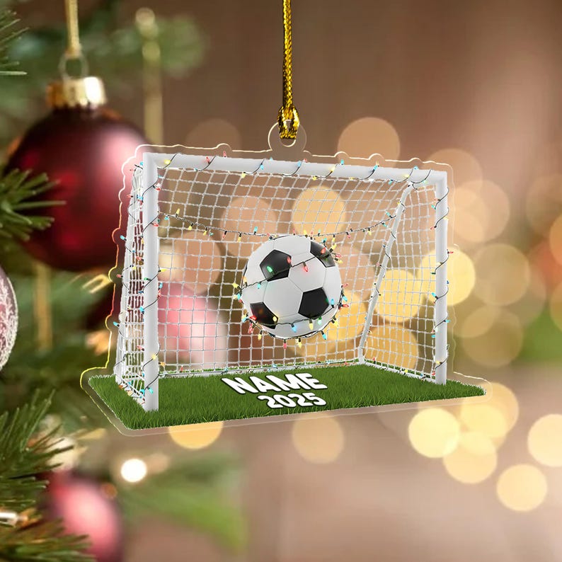 Custom Name Soccer Ornament 2025, 2D Flat Football Sports Ornament ...