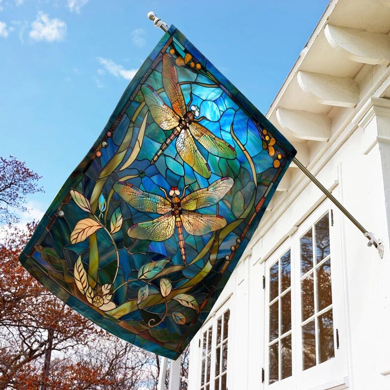 Stained Glass Inspire Dragonfly Flag, Dragonfly Yard Sign, Dragonfly ...