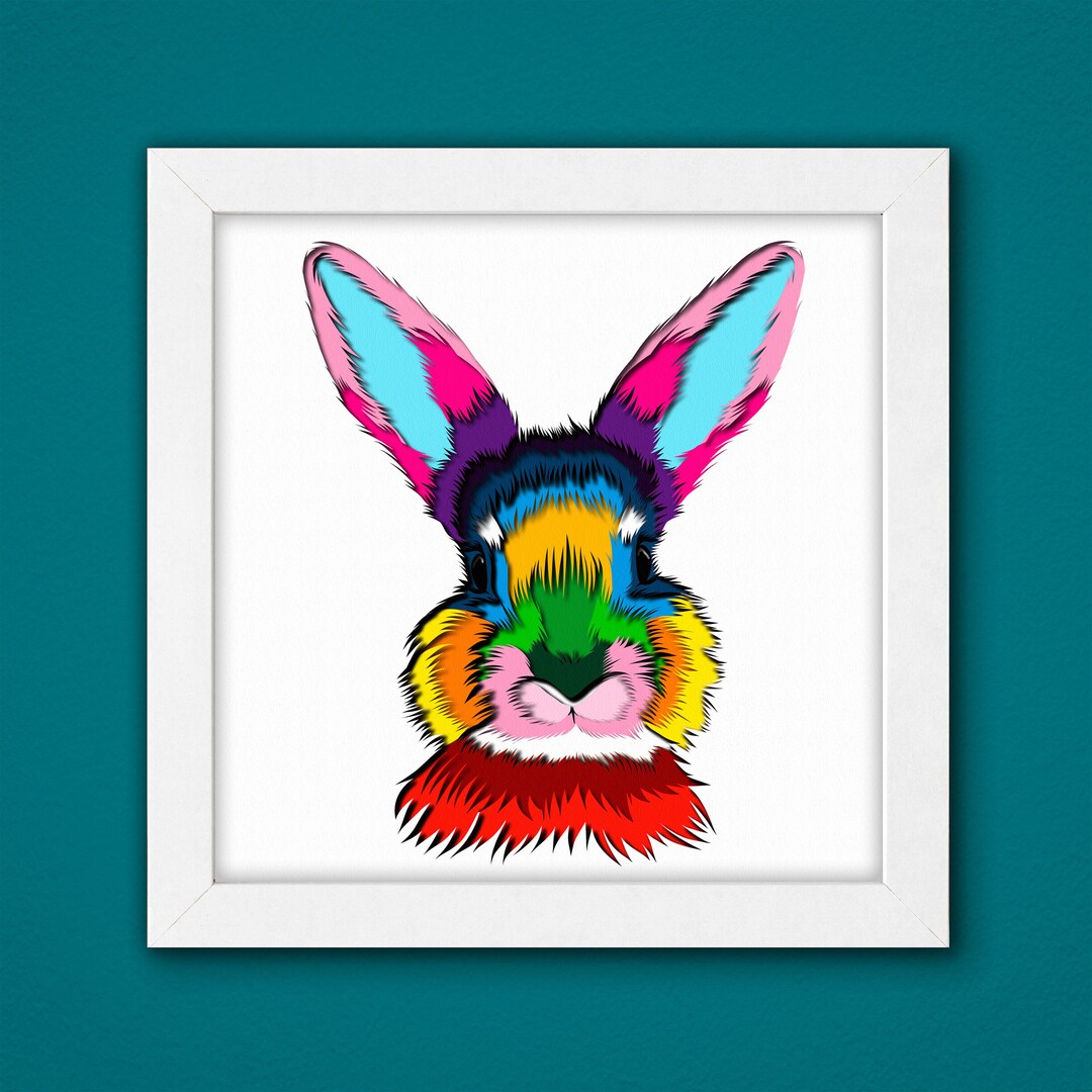 Coloful Rabbit Shadow Box 3D Svg, Coloful Rabbit 3D Svg ,rabbit 3D Box ...