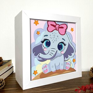 Baby Elephant Shadow Box 3D Svg, Baby Elephant 3D ,cute Blephant 3D Box ...