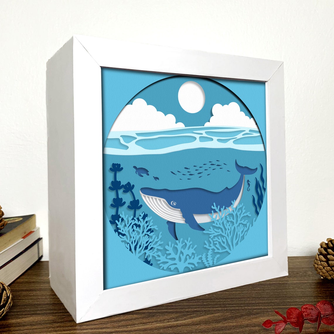 Whale Shadow Box 3D Svg ,whale 3D Svg ,whale 3D Box Svg ,whale Light ...