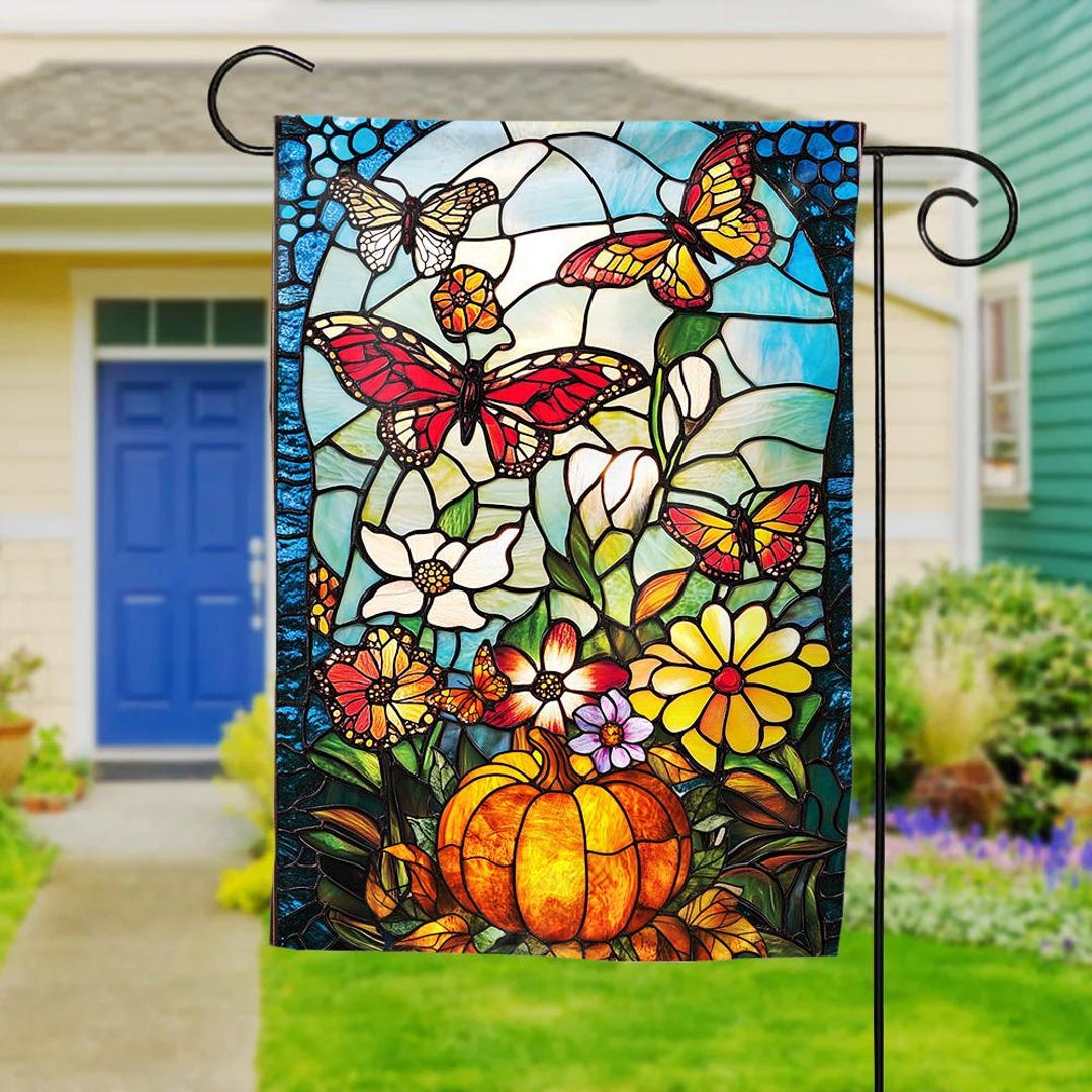 Floral and Butterfly Garden Flag, Sanctuary Spring Garden Flag ...