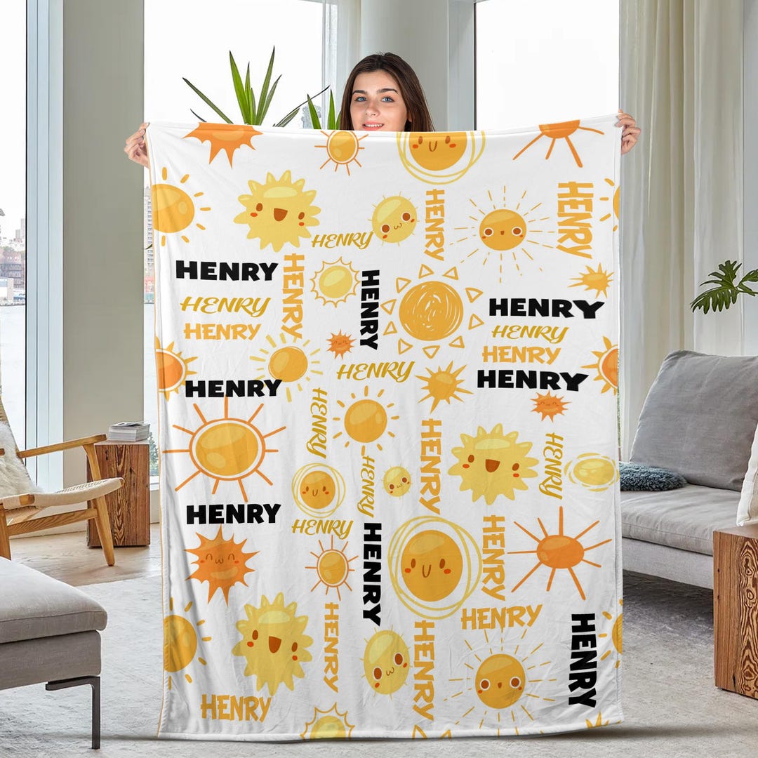 Personalized Girl Sunshine Baby Blanket, Summer Sun Swaddle Blanket ...