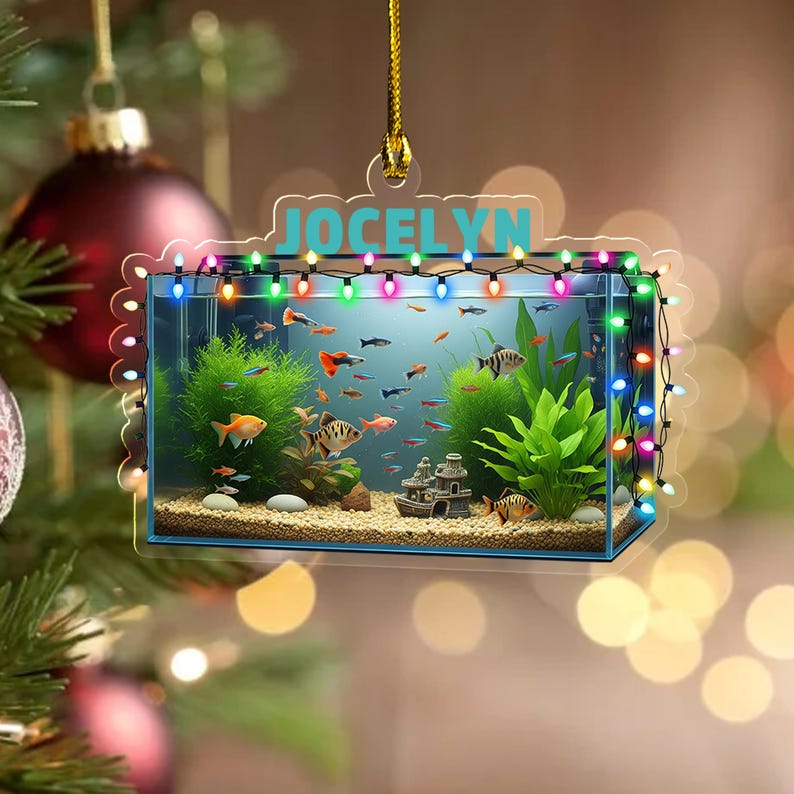 Personalized Aquarium Fish Tank Ornament, Custom Name Christmas Tree ...
