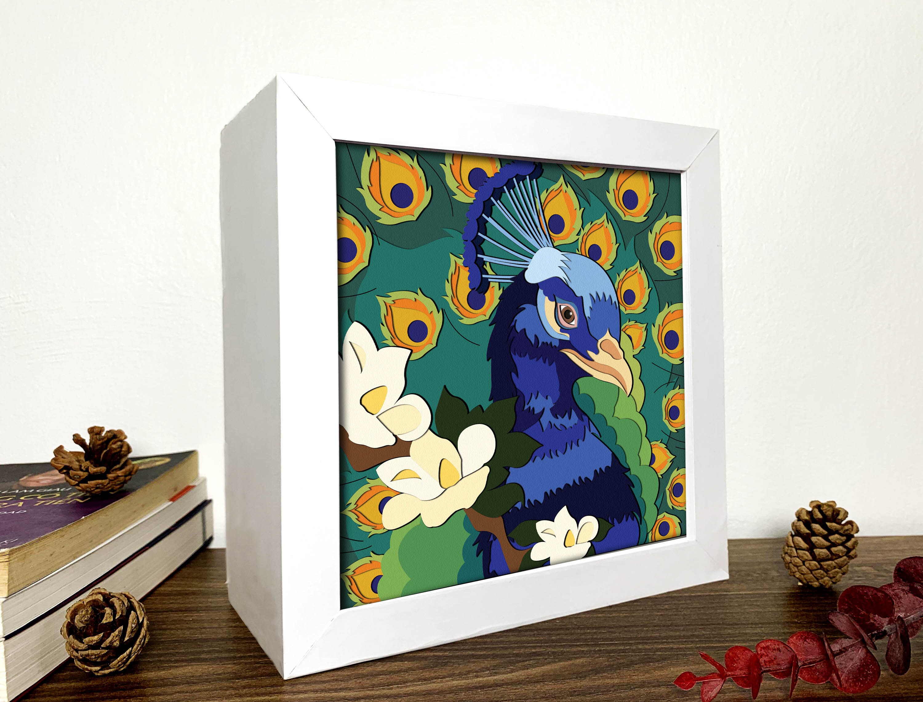 Peacocks Shadow Box 3D Svg, Peacocks 3D Svg ,peacocks 3D Box Svg ...