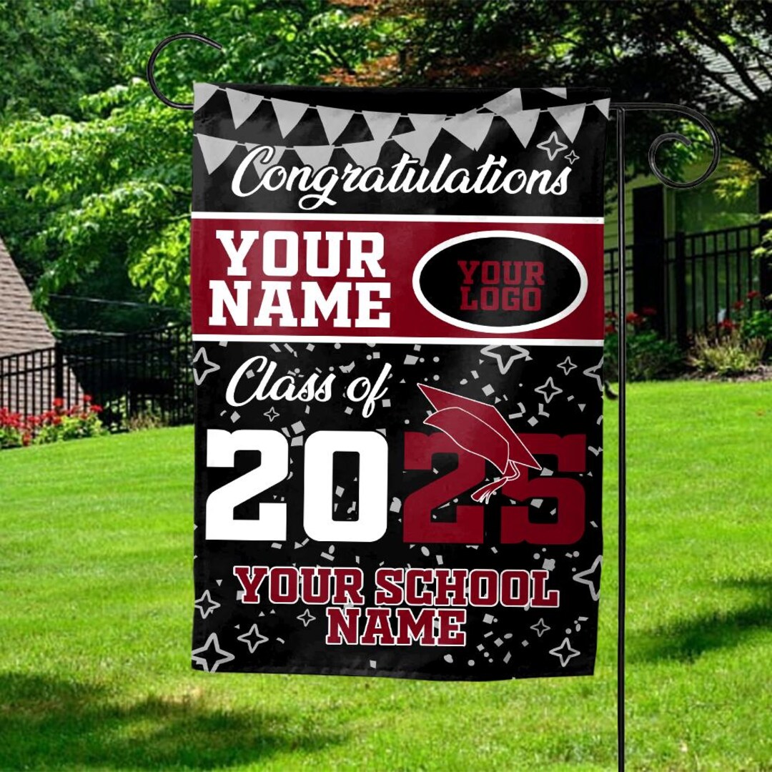 2025 Graduation Garden Flag, Custom School Colors Grad Flag, Custom ...
