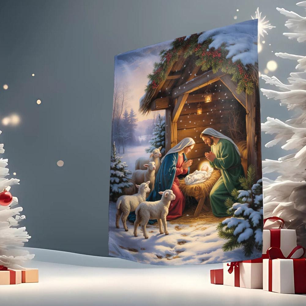 Nativity Christmas Garden Flag, Religious Holiday Outdoor Decoration ...