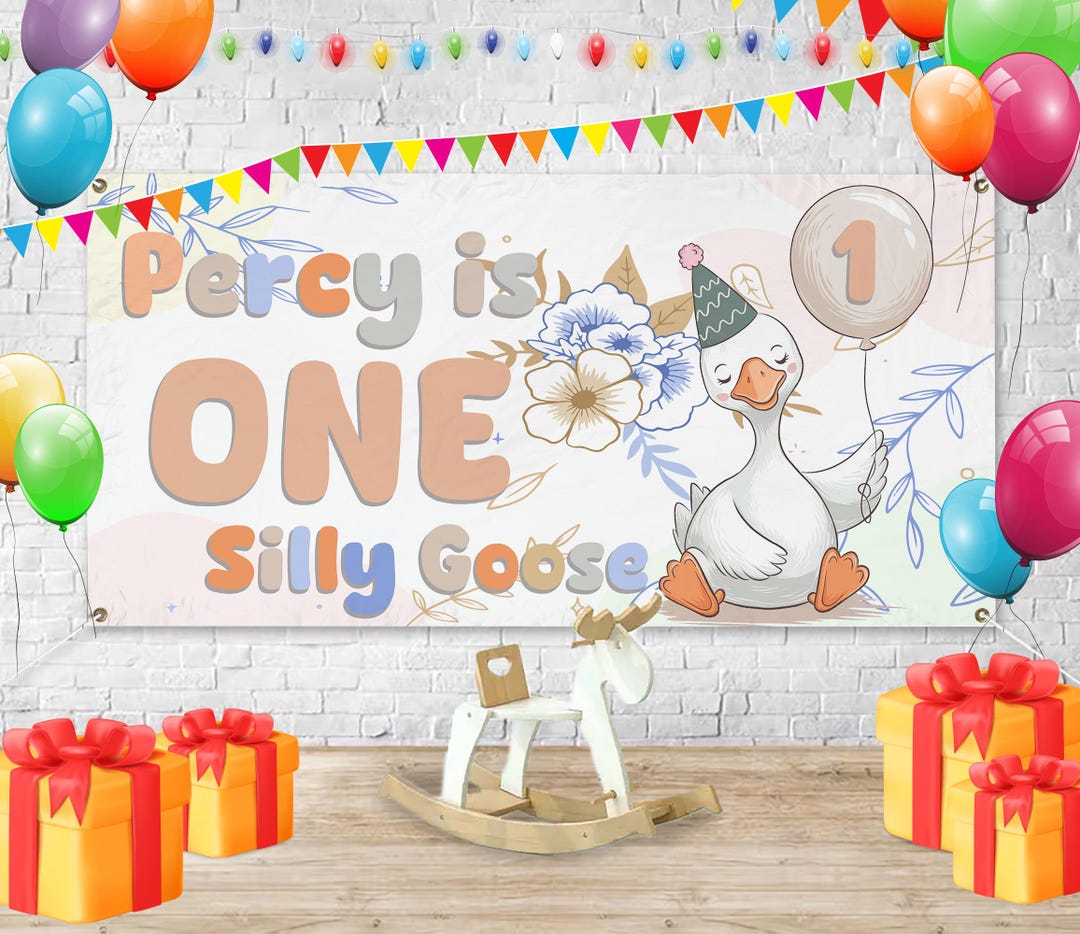 Personalized One Silly Goose Banner – Custom First Birthday Backdrop ...
