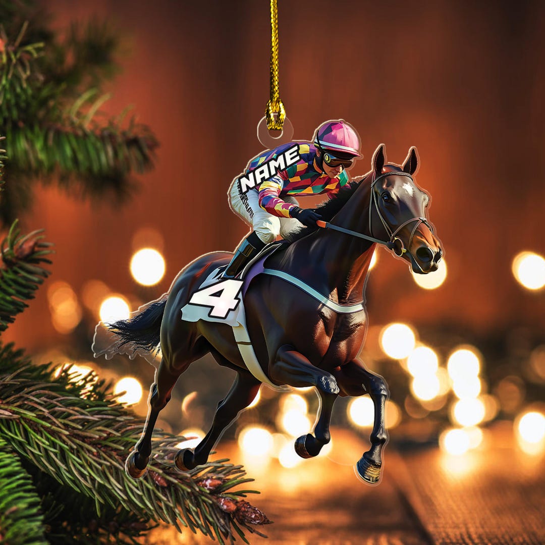 Personalized Horse Ornaments 2D Horse Racing Ornament, Horse Race ...