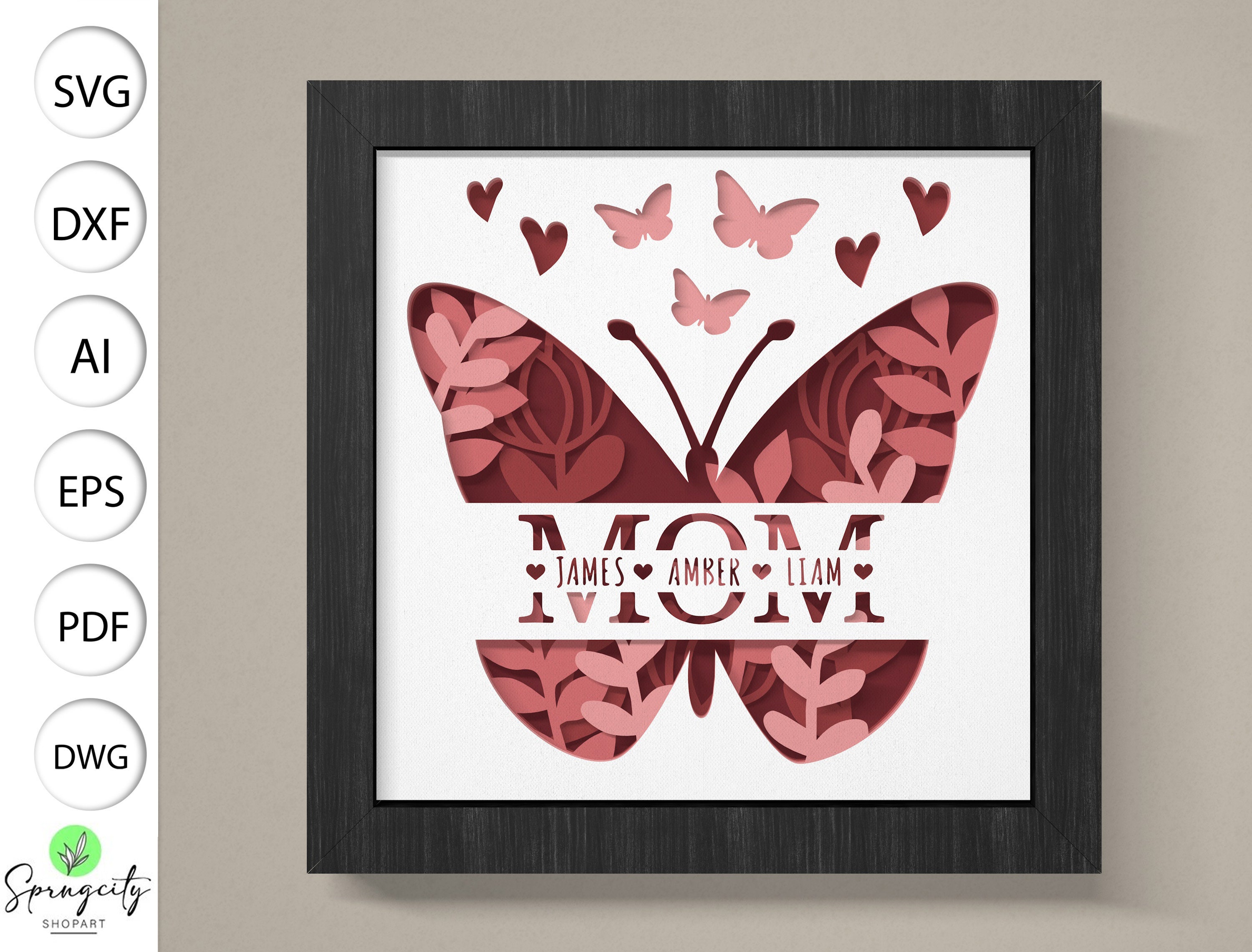 Mom Shadow Box 3D Svg,mother Svg, Love Mom 3D Light Box Svg, Happy ...
