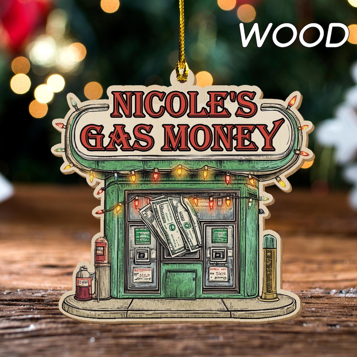 Personalized Gas Money Holder Ornament, Gas Can Ornament, Custom Name ...