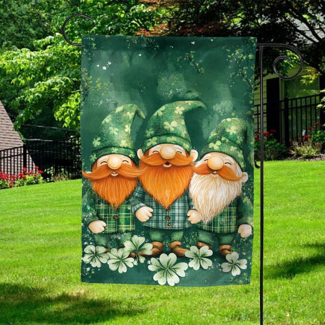 Happy St Patrick's Day Gnomes Garden Flag,shamrock Flag, Happy St ...