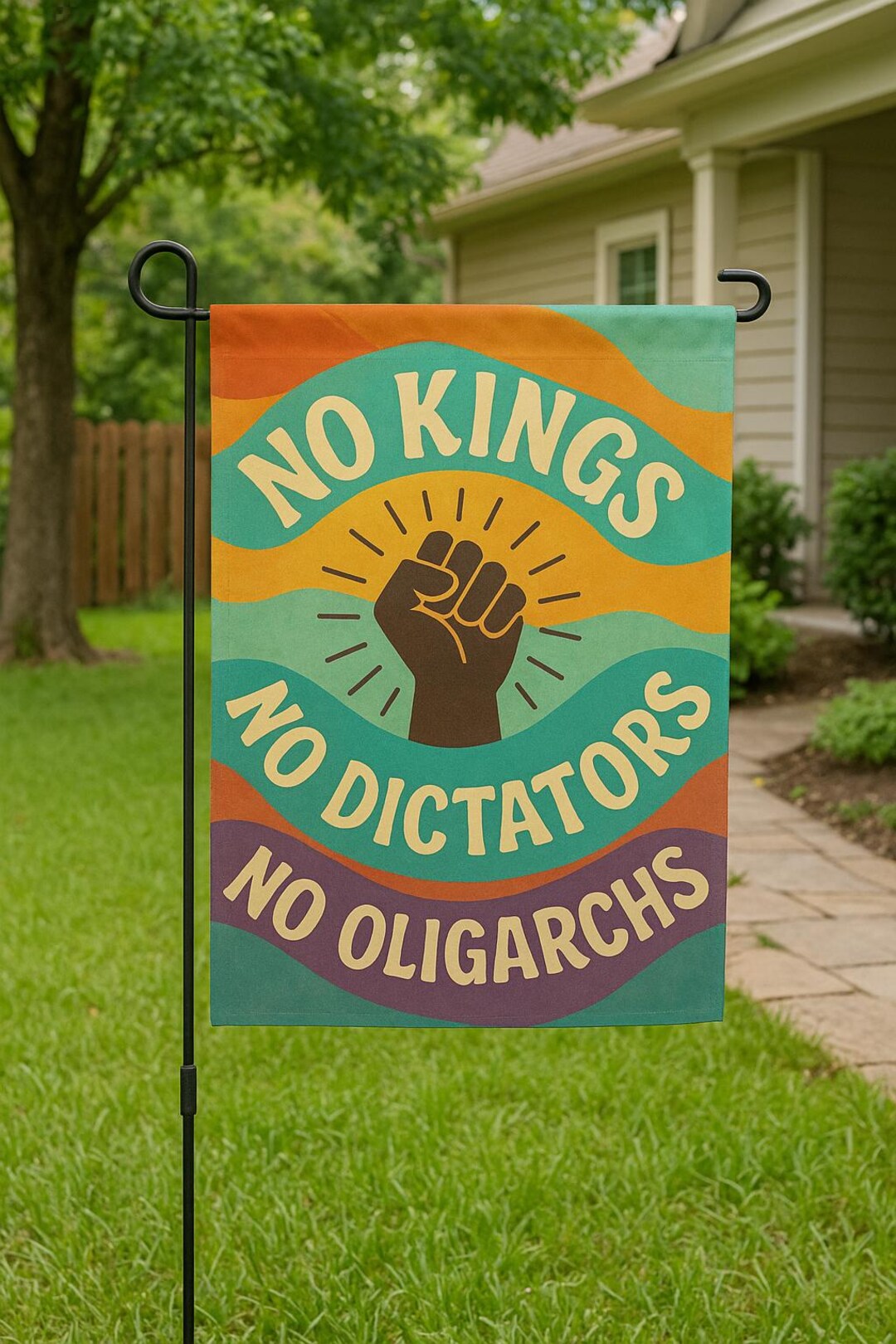 No Kings Garden Flag, FDT House Flag, Resistance Nope to Fascism Flag ...