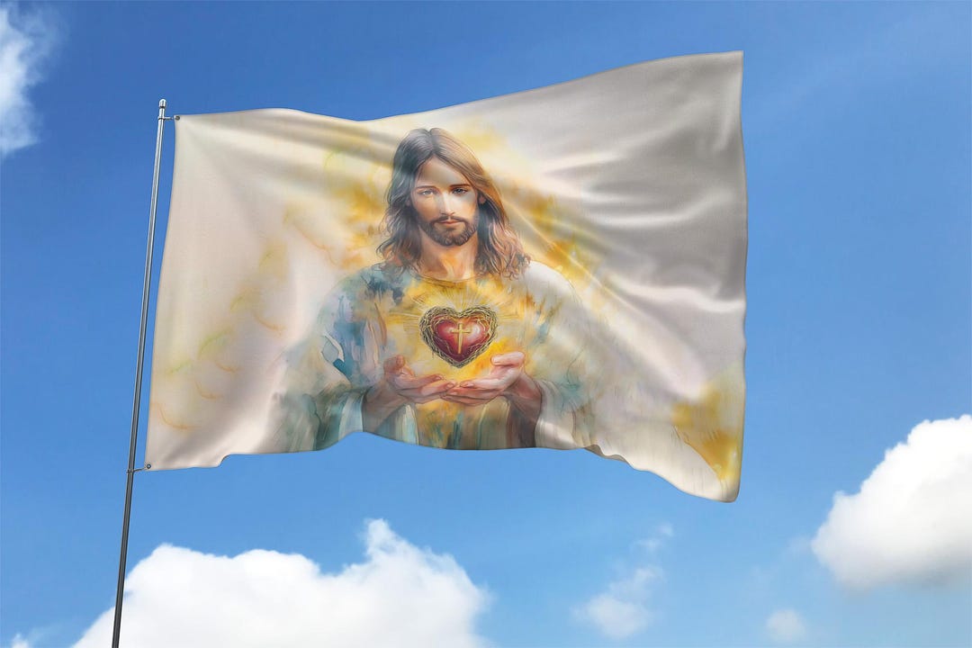 Sacred Heart of Jesus Christian House Flag, Catholic Art, Modern ...