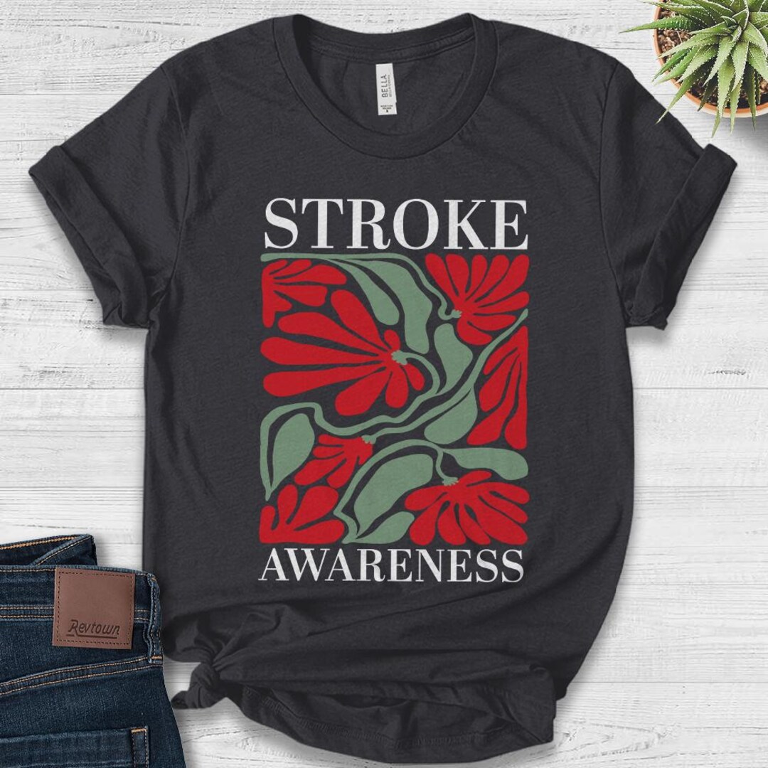 Stroke Awareness Shirt, Red Floral Stroke Warrior Shirt, Stroke ...