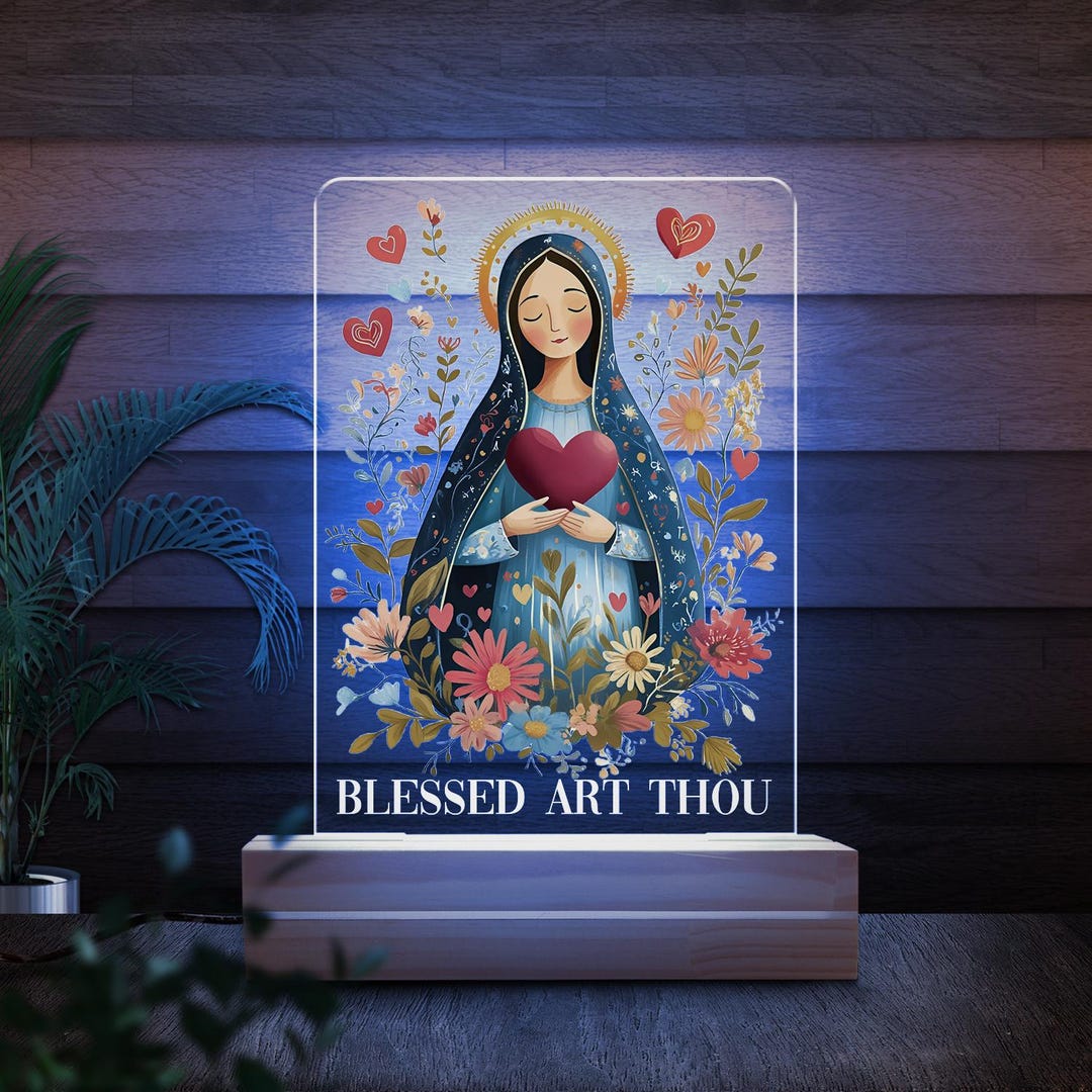 Light up Virgin Mary, Personalized Gift, 16 Color LED Night Light Lamp ...