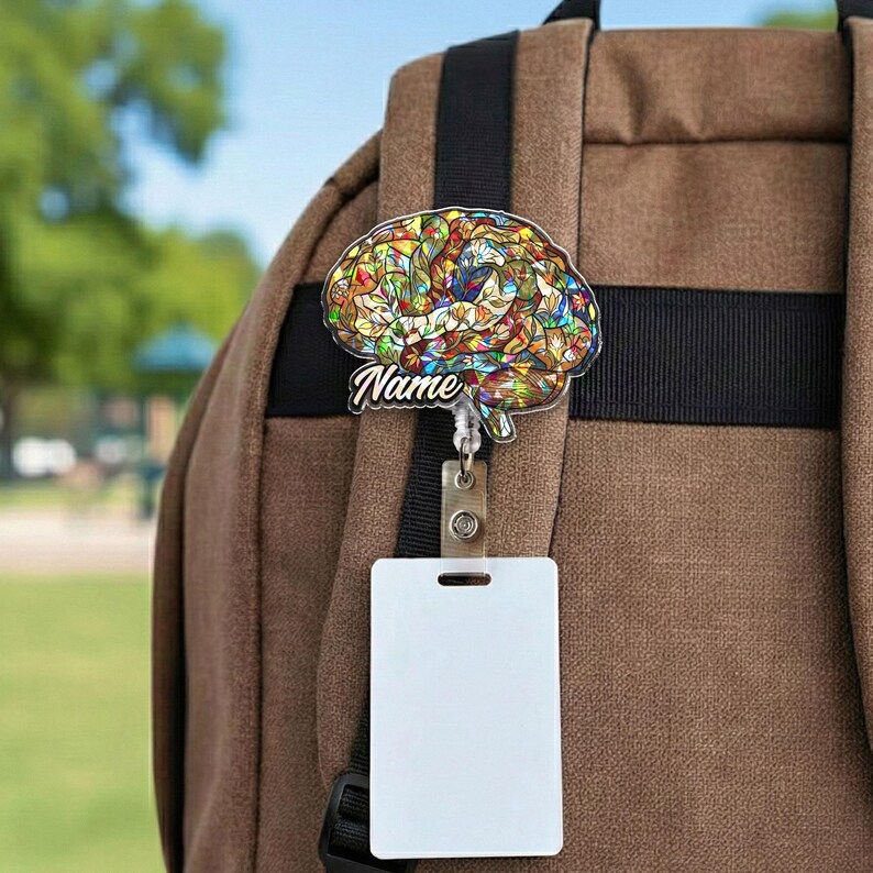 Customized Brain Badge Reel, Acrylic Brain With Labels Badge Reel ...