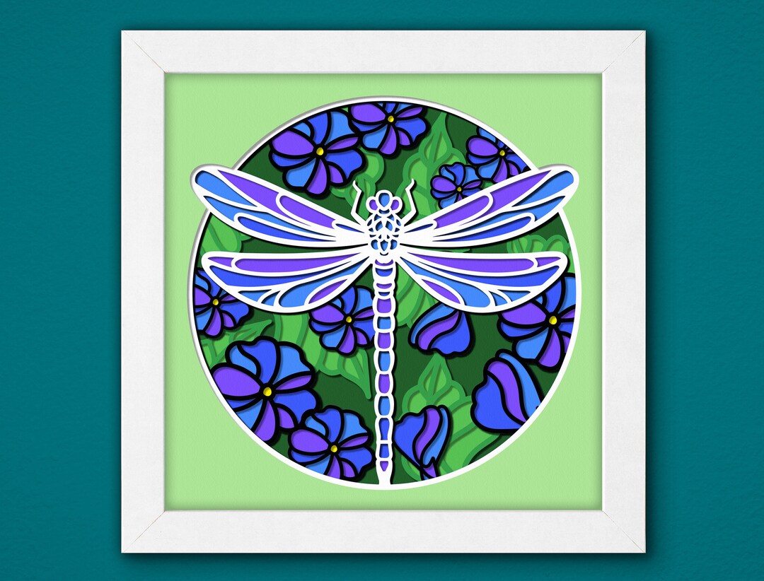 Dragonfly Flower Shadow Box 3D Svg ,dragonfly Svg ,dragonfly Flower 3D ...