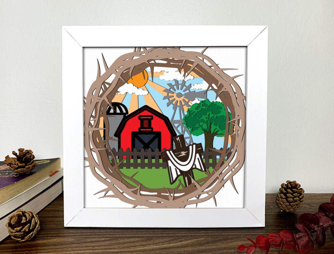 Tranquil Farm Shadow Box 3D Svg,tranquil Farm 3D Svg,tranquil Farm Svg ...