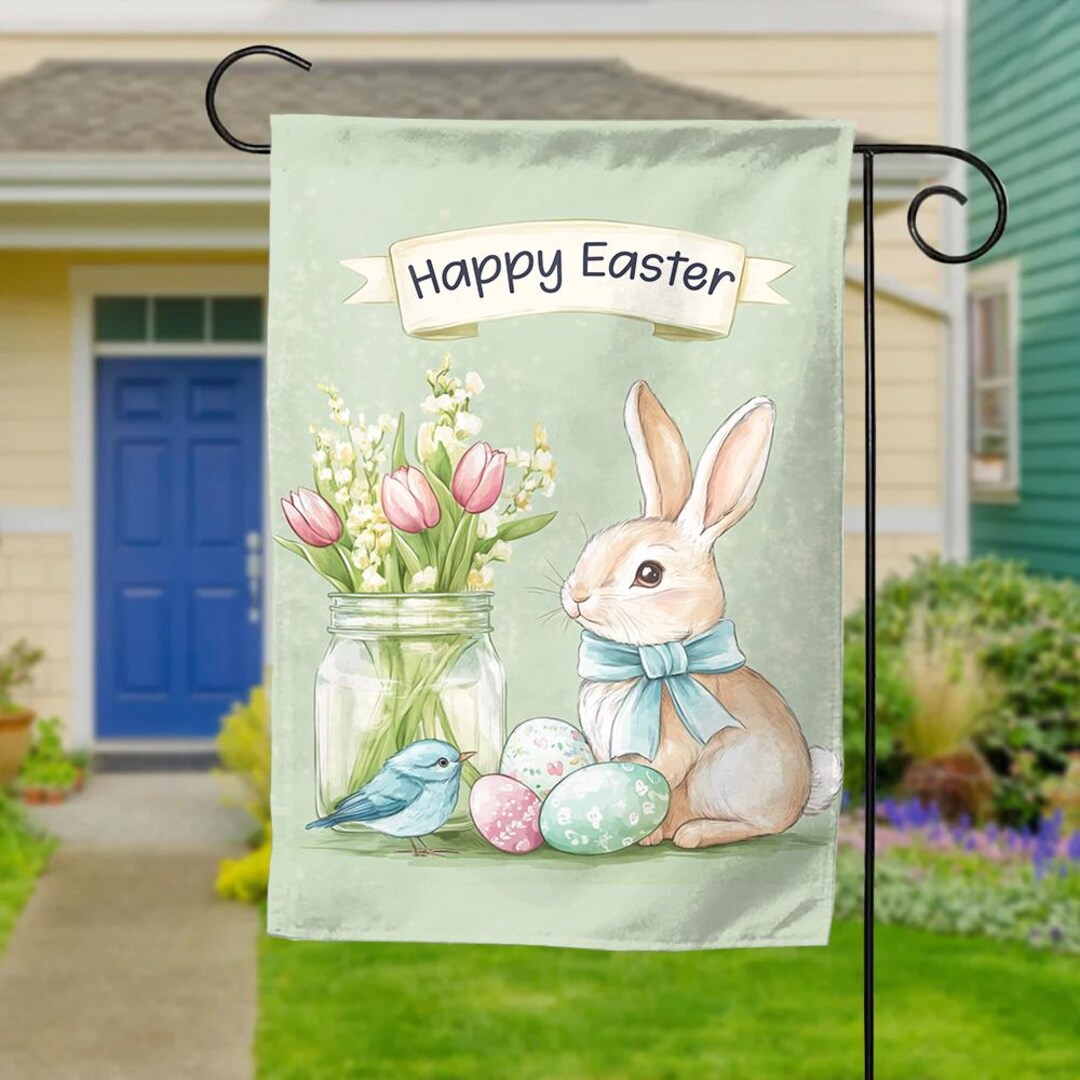Happy Easter Bunny Double Sided Flag Cute Easter Bunny Flag,easter Flag ...