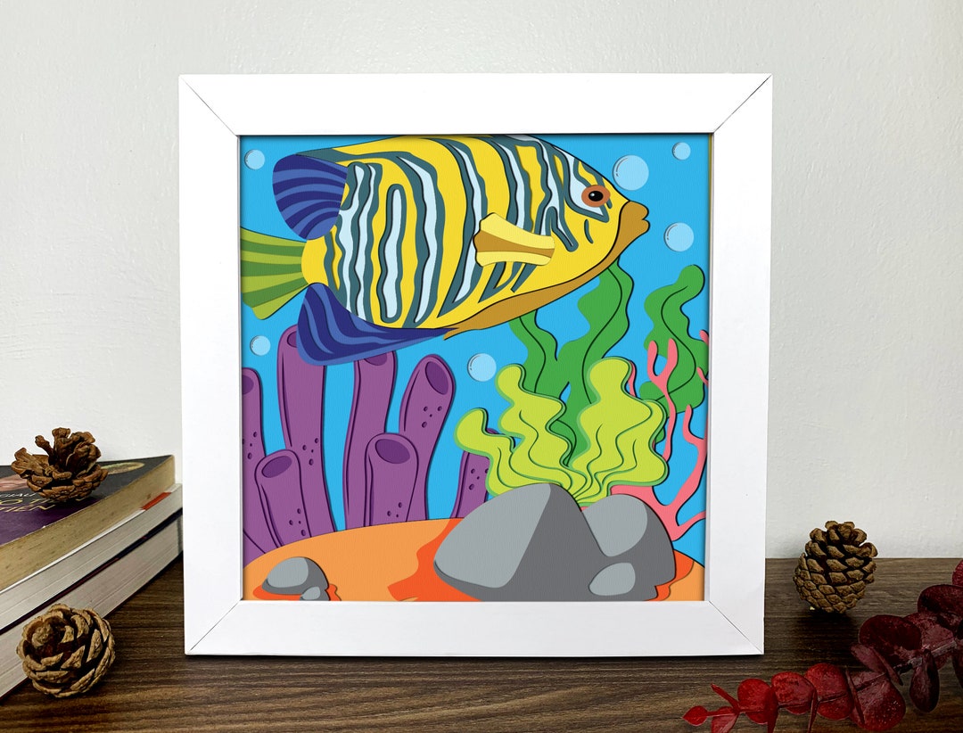 Fish Shadow Box 3D Svg,fish 3D Svg ,fish 3D Box Svg ,fish Light Box Svg ...