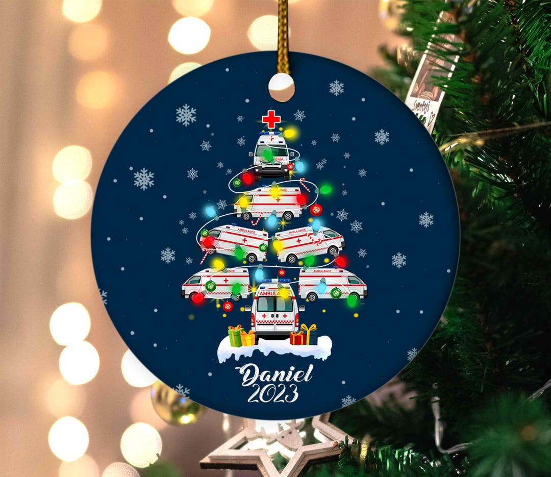 Personalized Ambulance Christmas Tree Ornament 2022, Kids Ornament ...