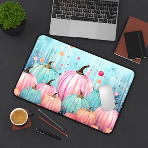 Pastel Pumpkins Fall Desk Mat Cute Halloween Desk Mat Fall Office Decor ...
