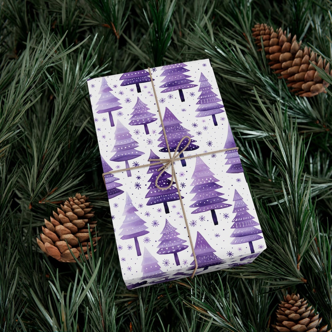 Purple Christmas Trees Holiday Wrapping Paper 30 by 20 Inches ...