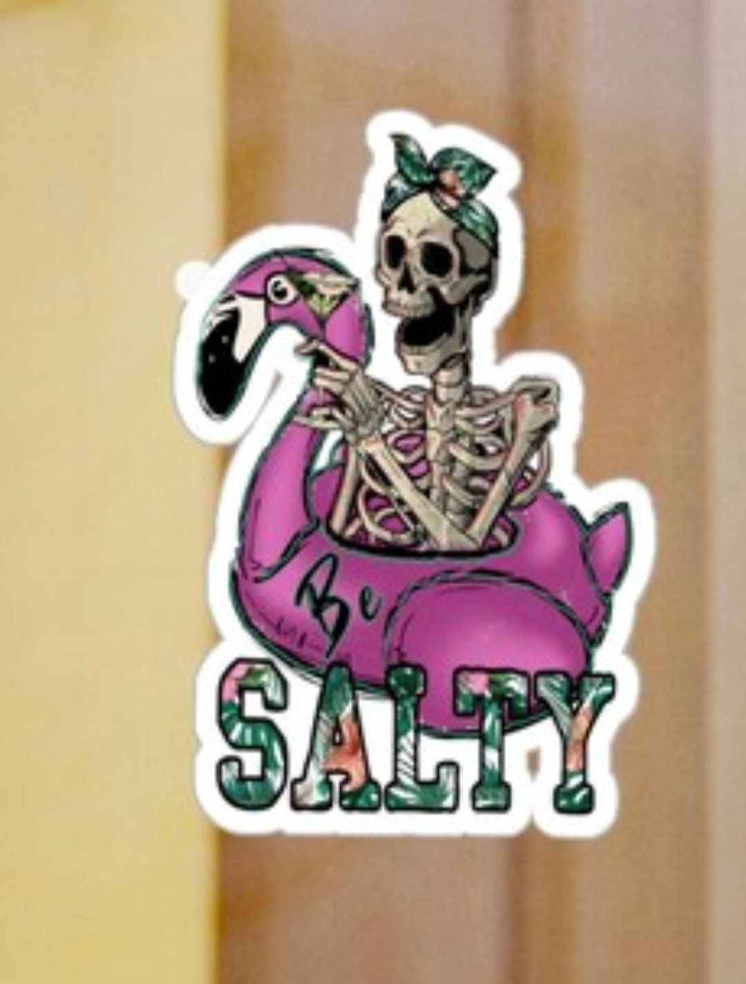 Be Salty Kiss-cut Vinyl Decals, Funny Skeleton Pool Floaty Sticker ...