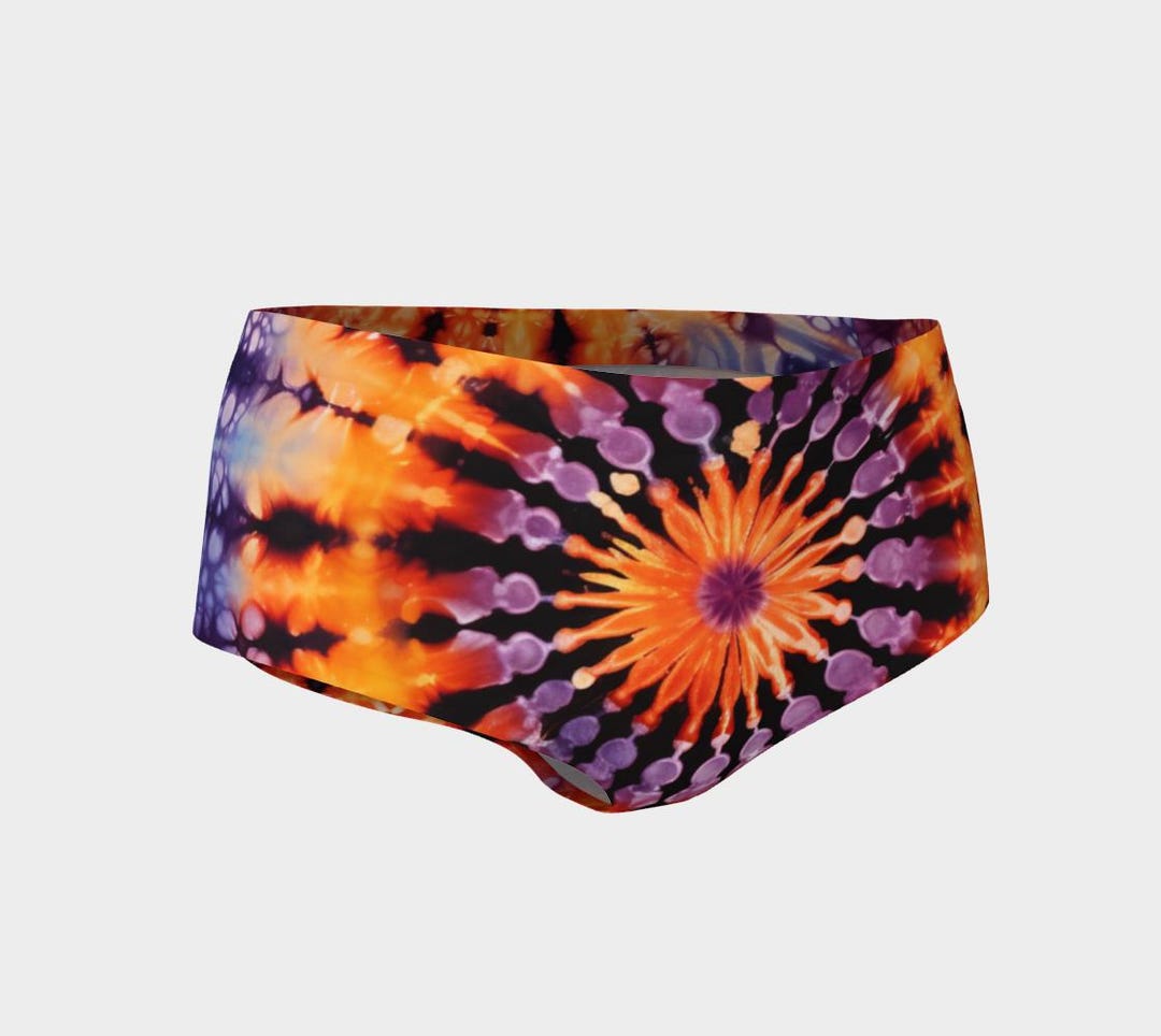 Tie Dye Mini Booty Shorts, Hippie Style Festival Clothing, Yoga Shorts ...