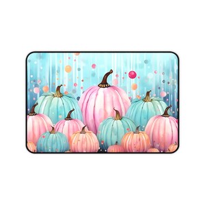Pastel Pumpkins Fall Desk Mat Cute Halloween Desk Mat Fall Office Decor ...