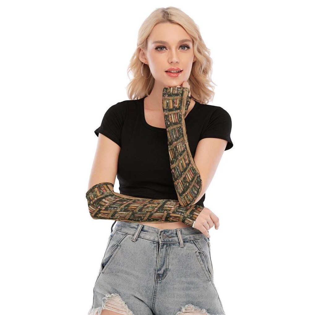 Bookish Print Arm Warmer Fingerleass Gloves - Etsy