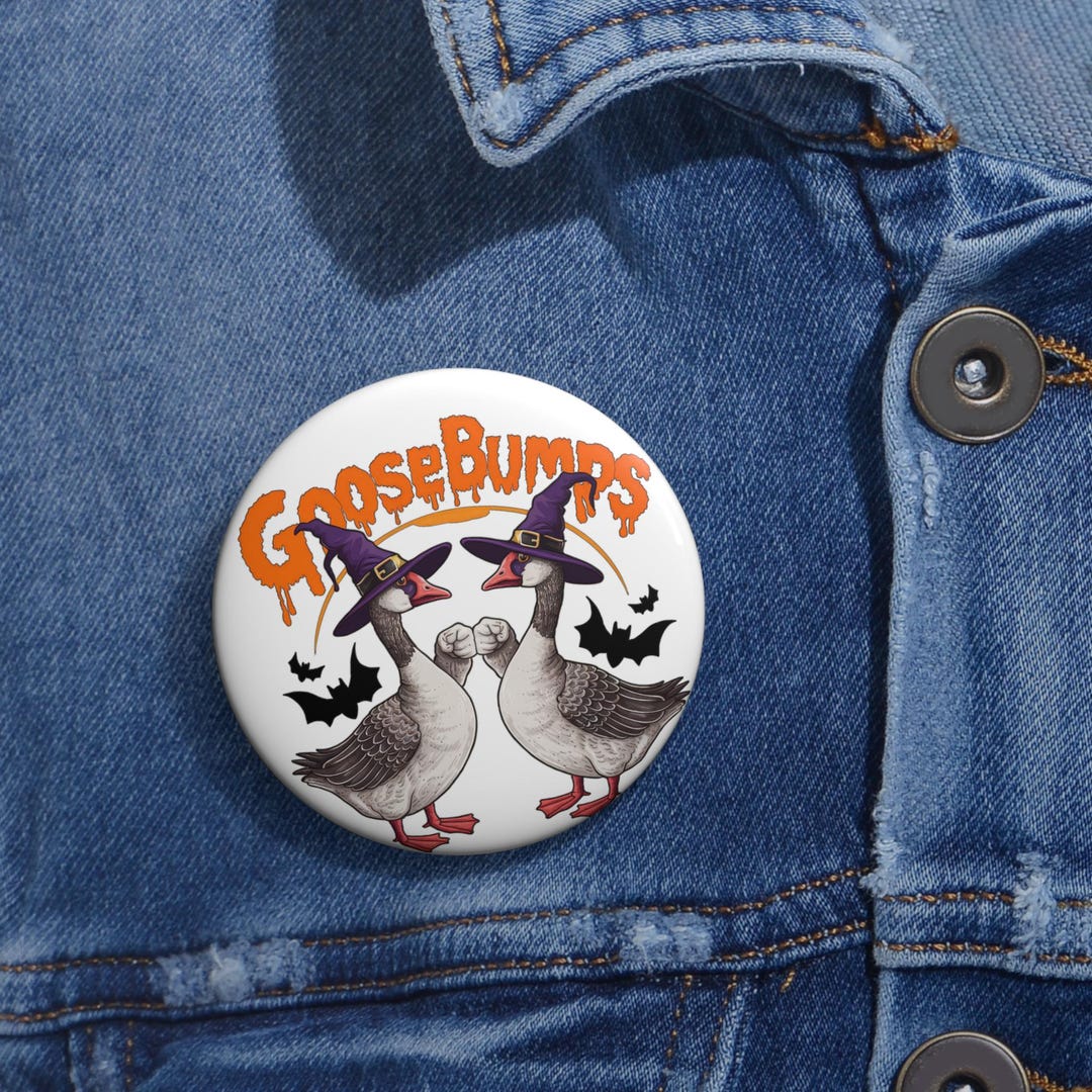 Goosebumps Cute Witch Geese Pin Back Button, Halloween Fall Pin, Funny ...