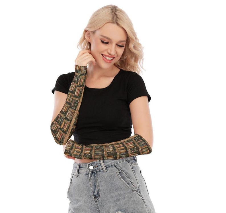 Bookish Print Arm Warmer Fingerleass Gloves - Etsy